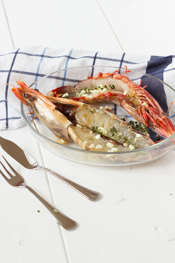 Crevettes géantes à l'ail et à l'huile d'olive cuites au four